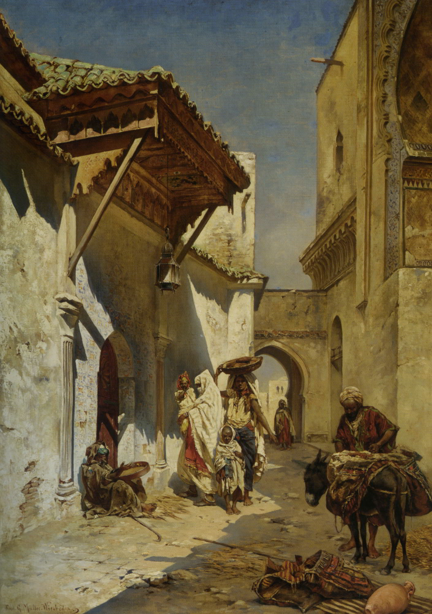 A Street Scene by Rudolph Gustav Muller - ArtPaintingArtist